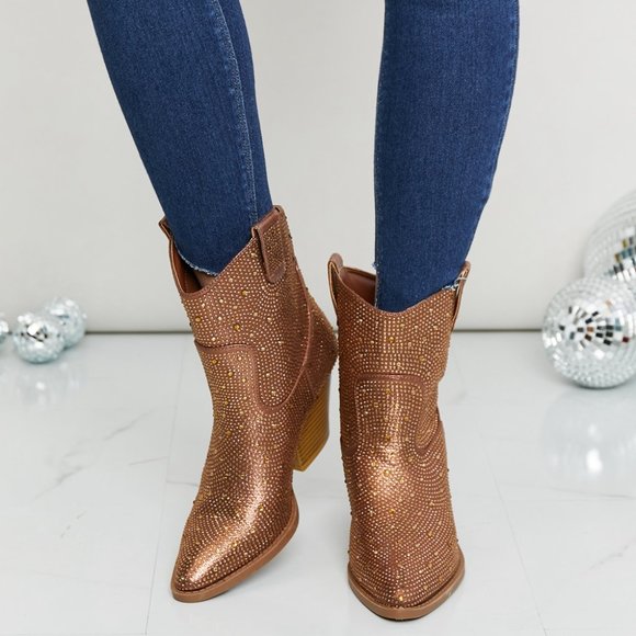 Forever Link | Shoes | Forever Link Rhinestone Cowboy Booties In Brown | Poshmark